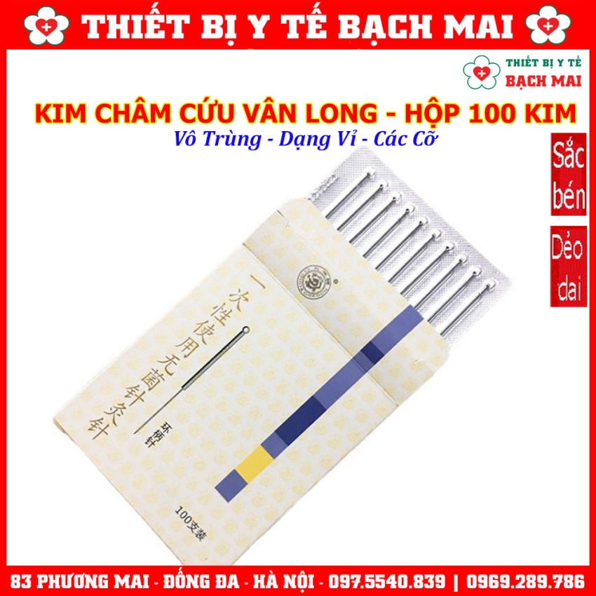 Kim Châm Cứu Vân Long Vô Trùng Dạng Vỉ Các Cỡ - HỘP 100 KIM